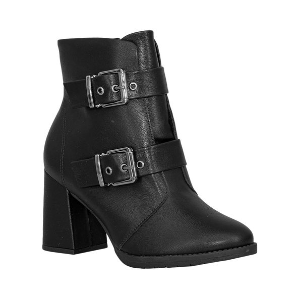 Bota Fivela Dupla Salto Bloco Preto - Comfort