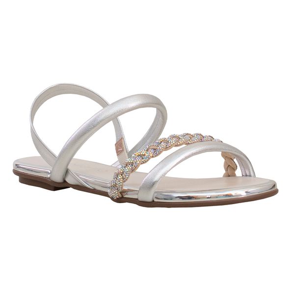 Rasteira Prata Tira Trançada Strass Calce Fácil | Beira Rio - Sapataria ...